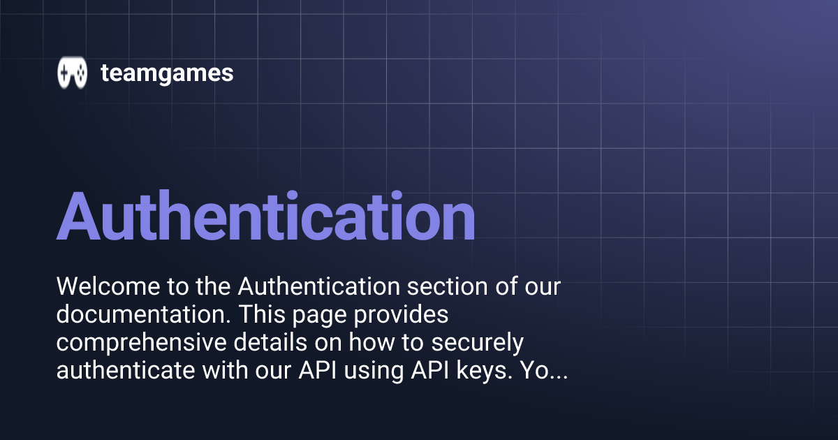 Authentication | teamgames